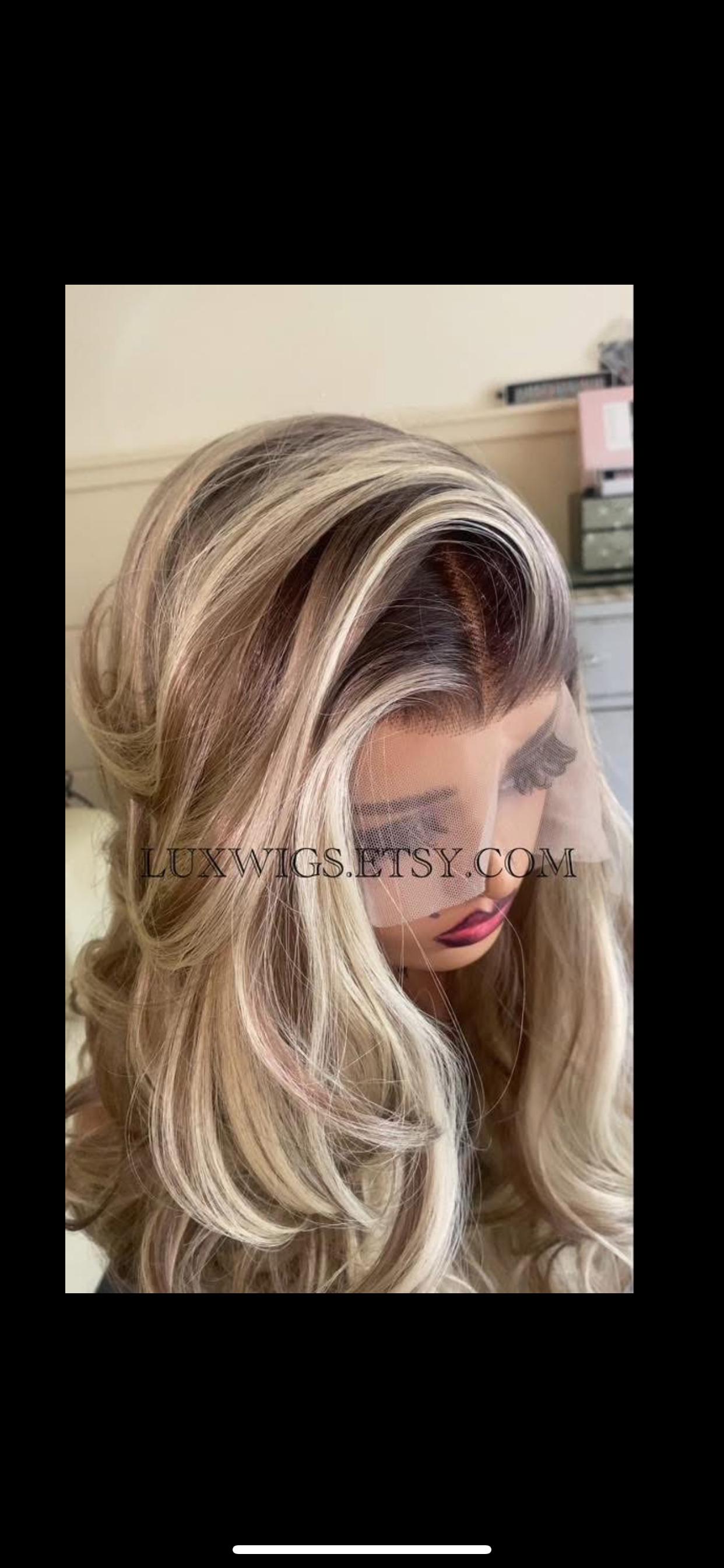 Amanda Blonde Balayage 13×4 Glueless Lace Front Wig – 28″ Long Waves ...