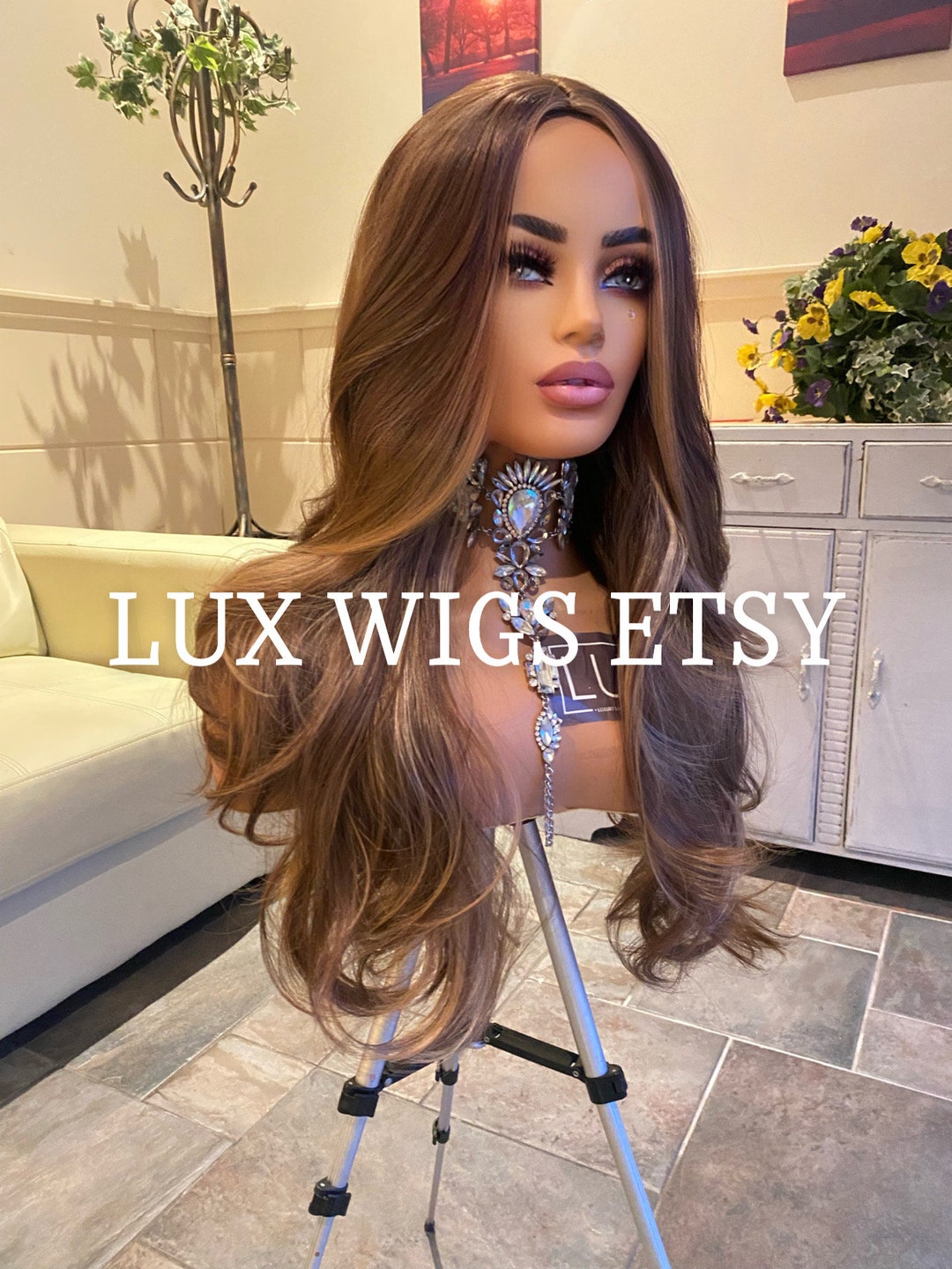 Zara. 26 Inch Dark Brown Wig With Blonde Highlights. Cheap Fun Wig. Cosplay Wig. - Etsy