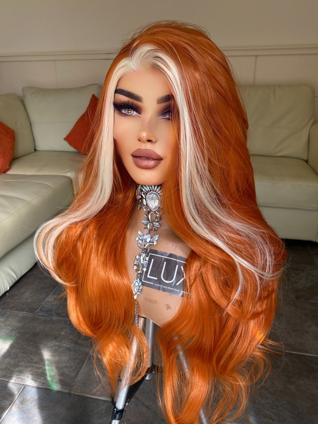 Fiona. Ginger Lace Front Wig. 26 Inch Long. Ginger Wig With Blonde ...