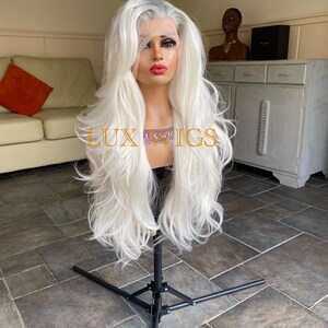 Cassandra. Platinum Blonde Lace Front Wig. Thick Blonde Wig. Grey Roots ...