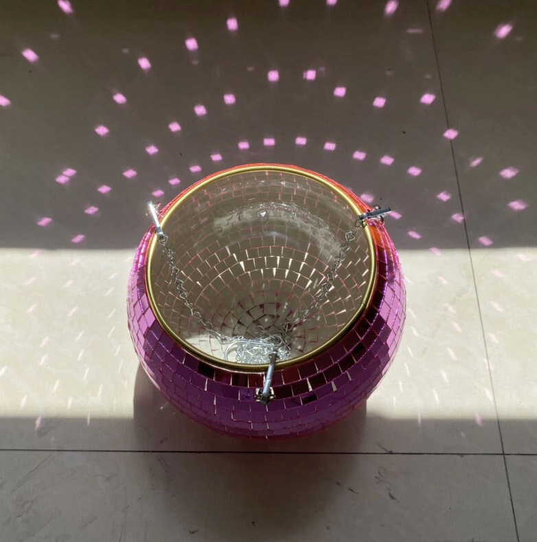 Hanging Disco Ball Planter Mirror Ball Plant Pot Retro Round - Etsy