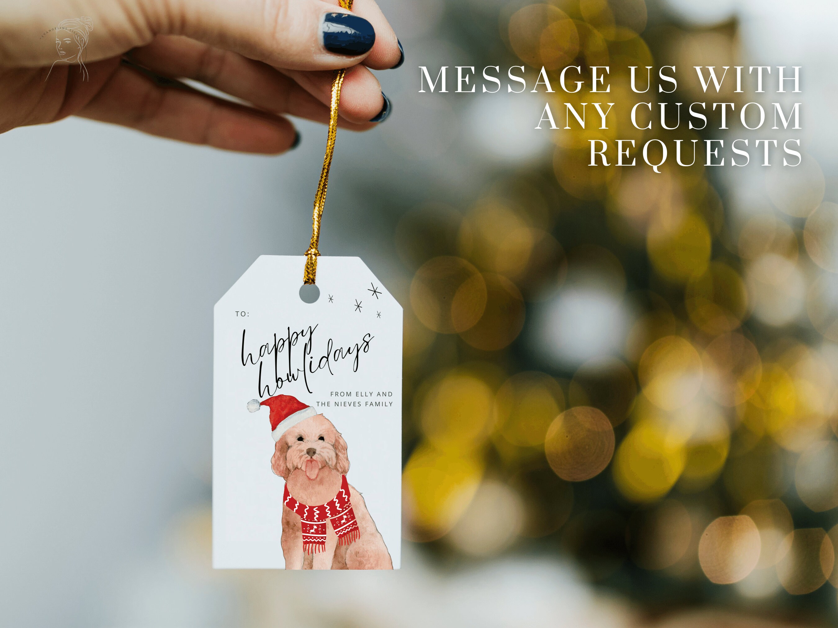 Custom Dog Christmas Tags, Dog Happy Pawlidays, Happy Howlidays, Dog ...