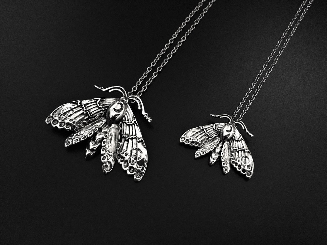 Moth Necklace, 2 Sizes. Moon, Witch, Goth, Dark - Etsy