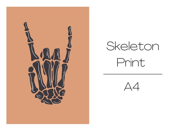Rock on Skeleton Hand Print A4 Instant Download Printable - Etsy