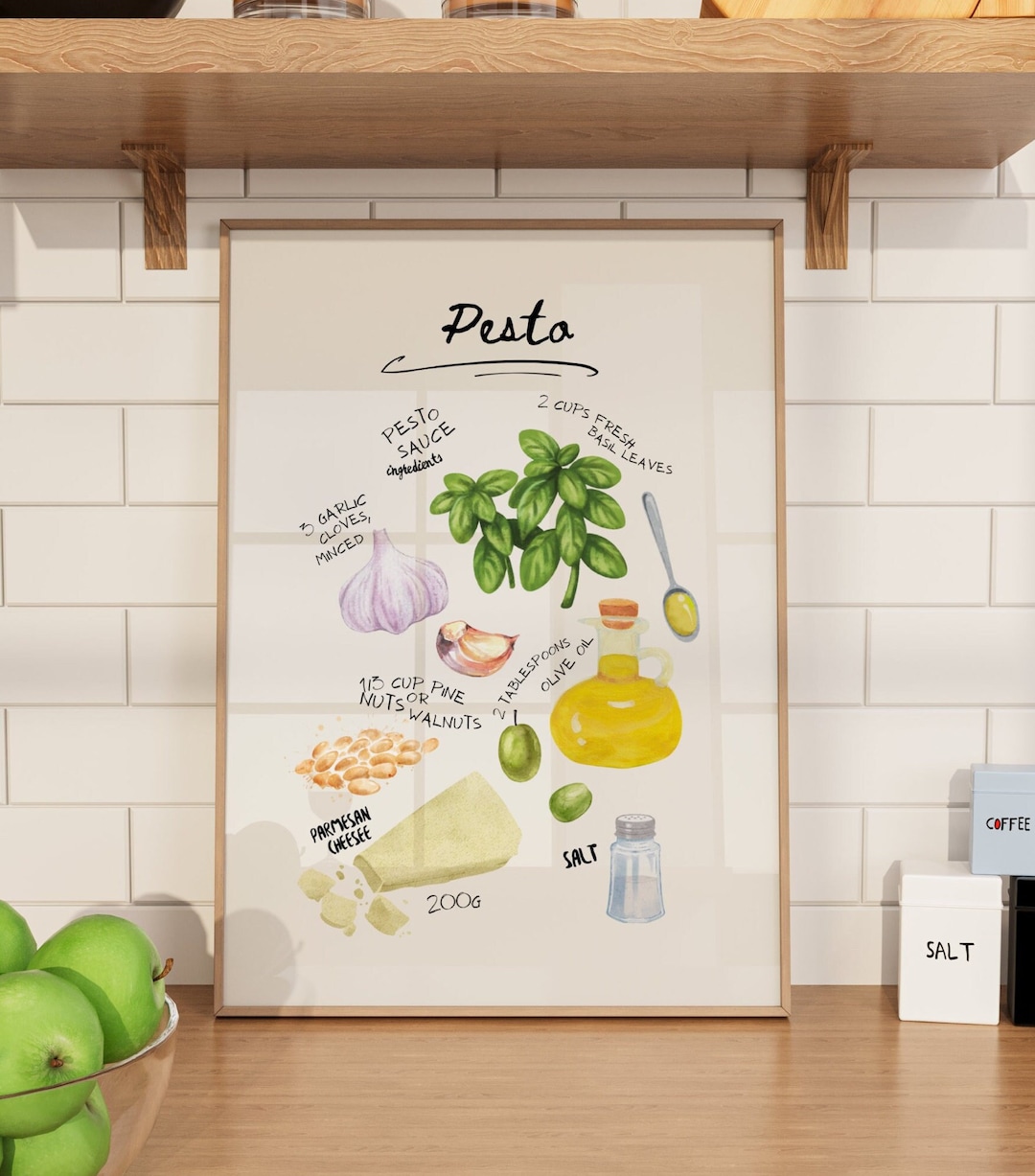Pesto Recipe Print, Pesto Sauce Ingredients Basil Vegetable Kitchen ...