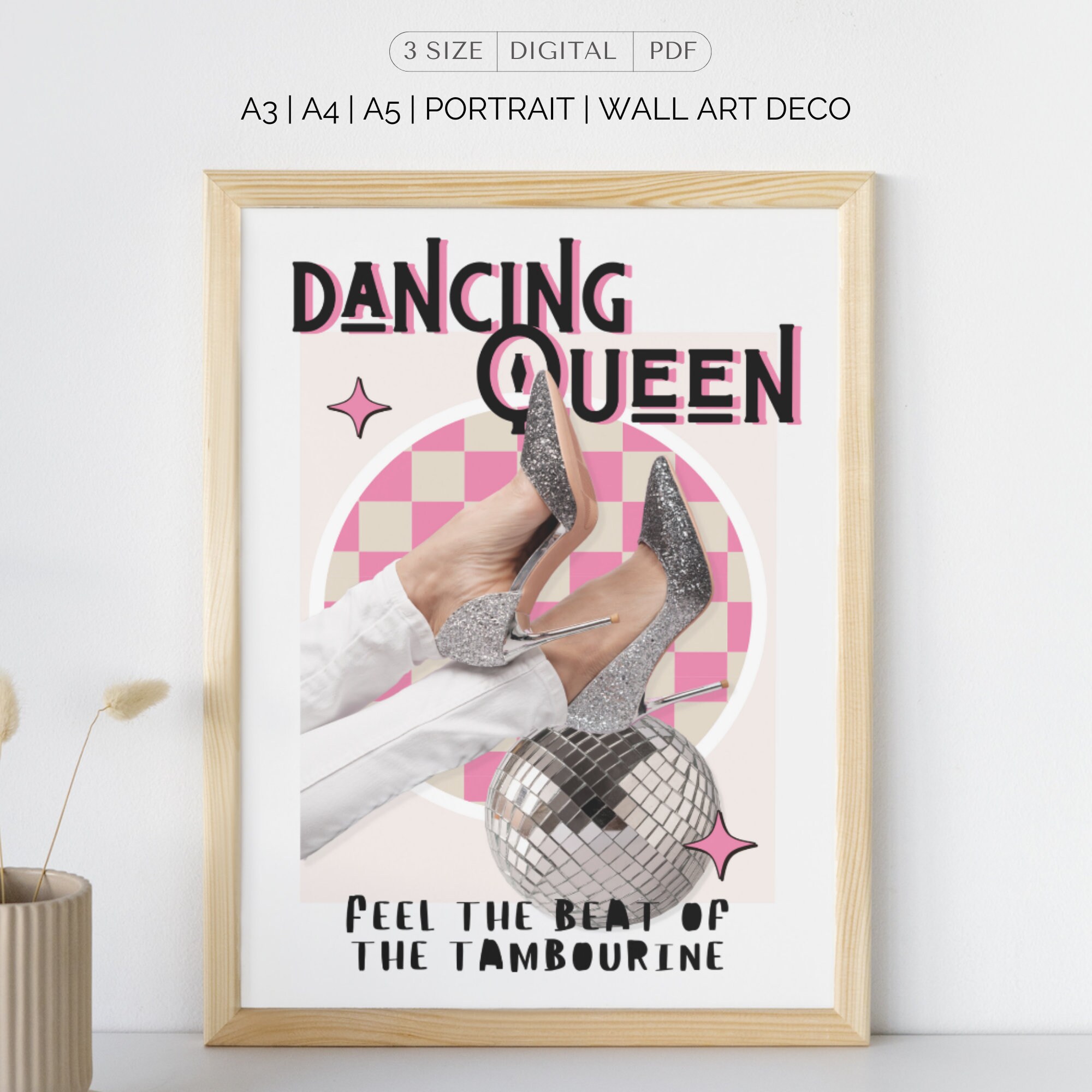 Retro Dancing Queen Poster, Disco Ball, Maximalist, Preppy Poster, Wall ...