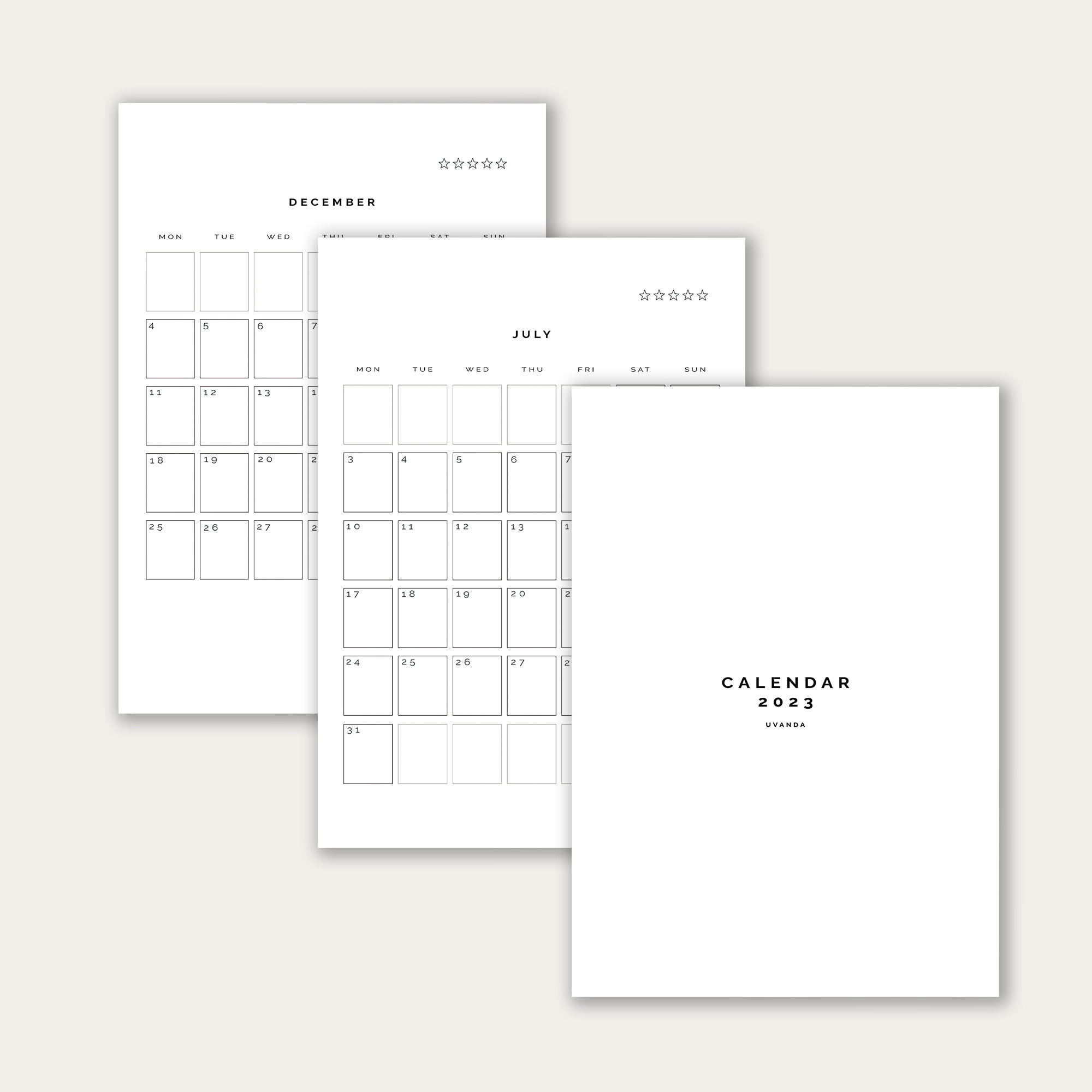 Calendar 2023 Printable, Minimalist Calendar, Monthly Planner, Monthly ...