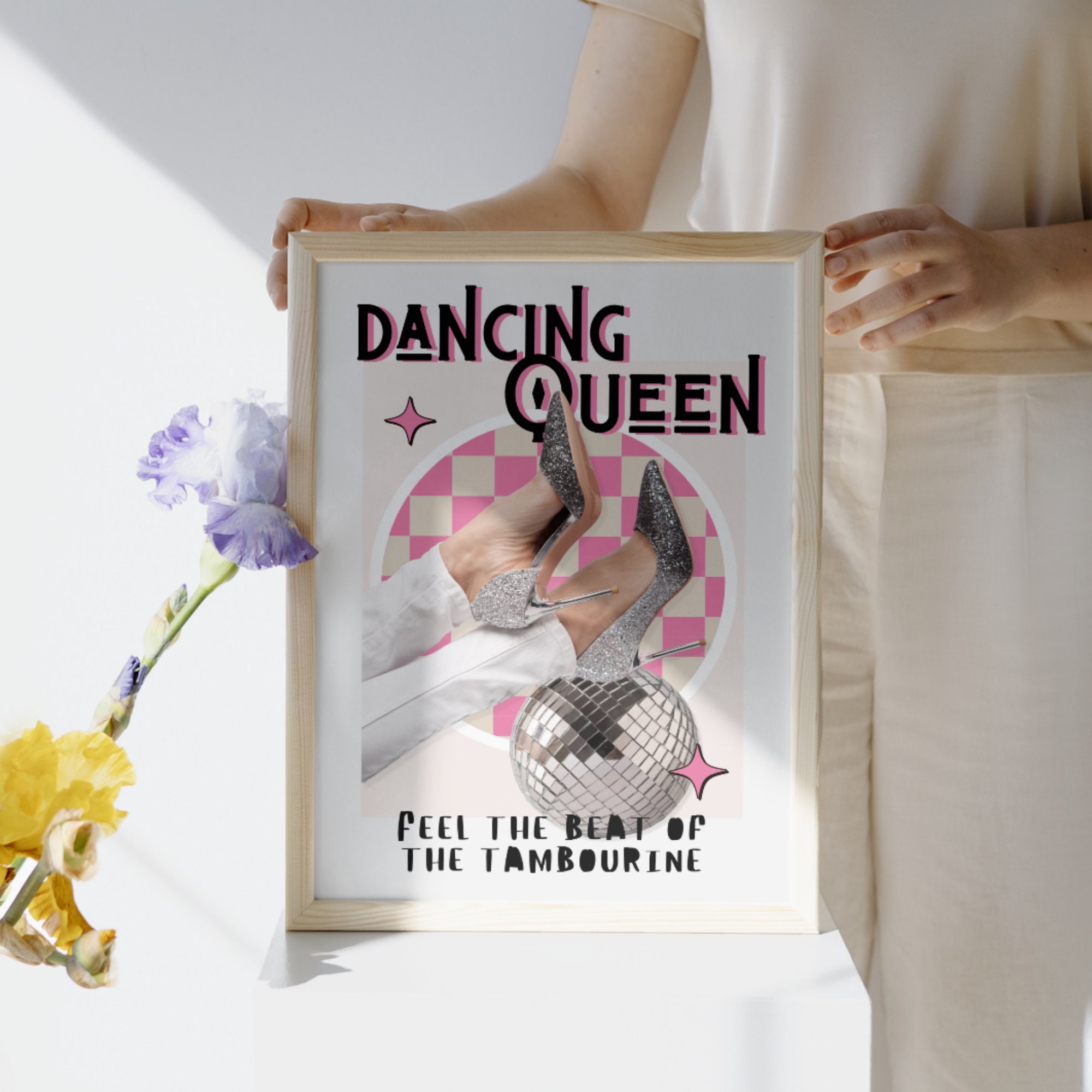 Retro Dancing Queen Poster, Disco Ball, Maximalist, Preppy Poster, Wall ...