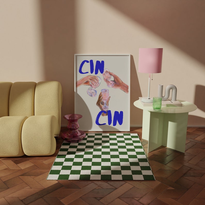 Cin Cin Cocktail Poster | Cheers Print, Maximalism, Drink Print ...