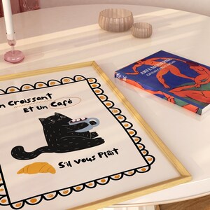 Cat Lover Un Croissant Et Un Cafe S'il Vous Plait Print, Breakfast ...