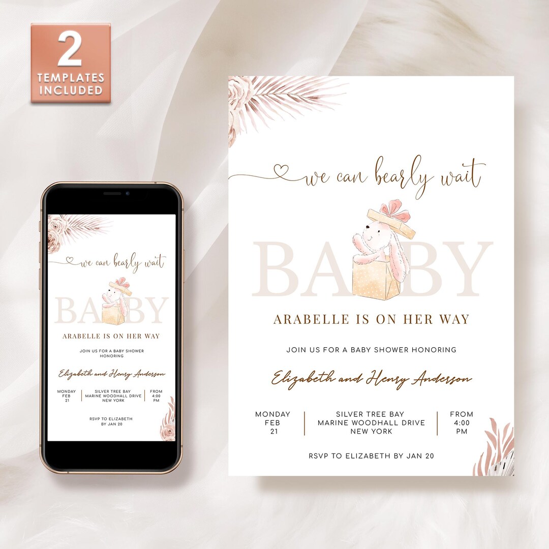 Baby Shower Invite Templates, Baby Shower Invitation Bundle, Instant ...