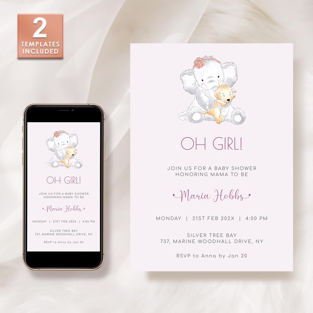 Baby Shower Invite Templates, Baby Shower Invitation Bundle, Instant ...
