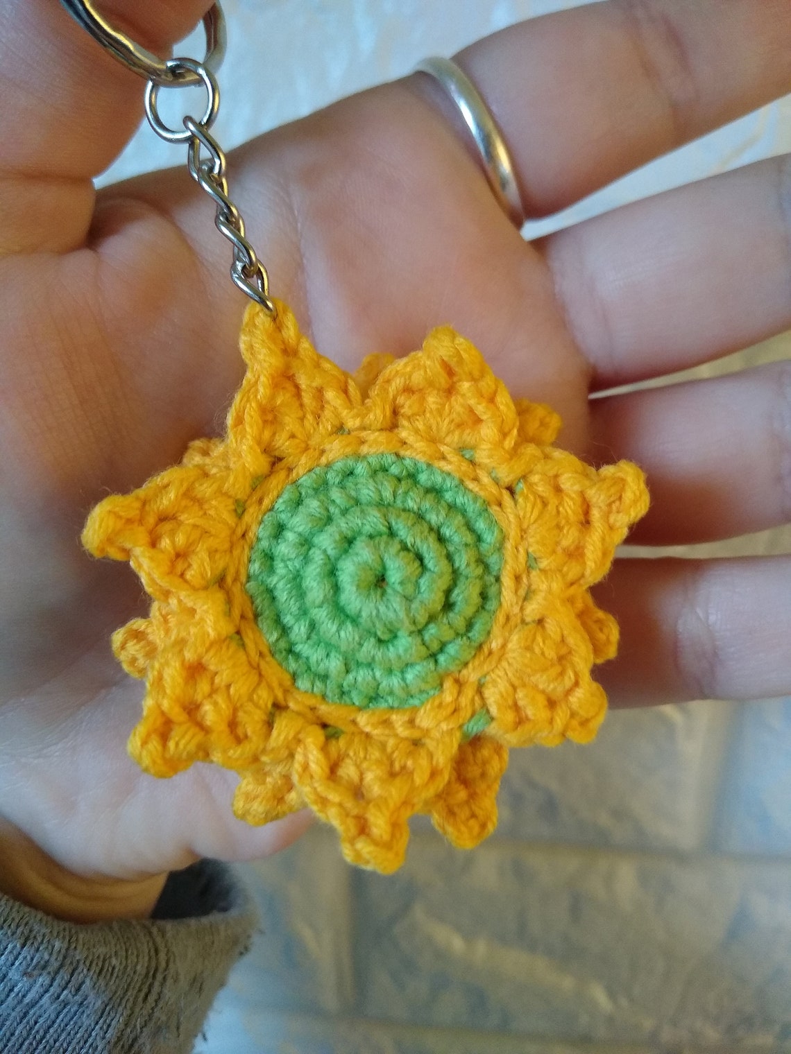 CROCHET PATTERN - PDF Download - Tiny Sunflower Keyring - Crochet ...