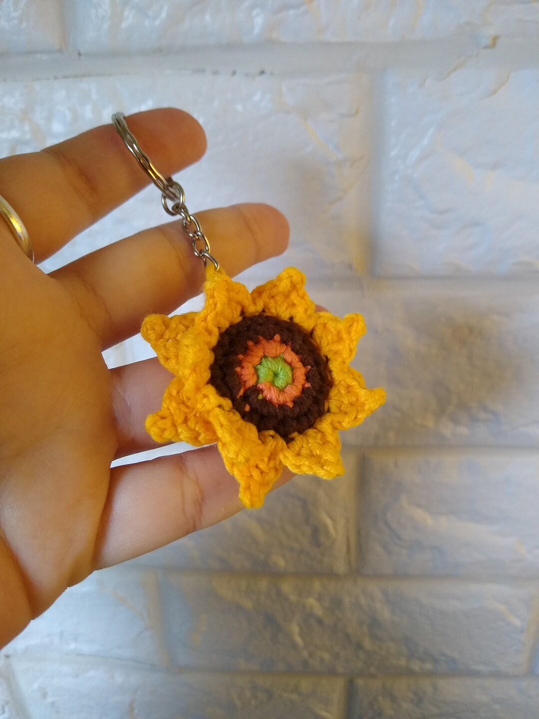 CROCHET PATTERN - PDF Download - Tiny Sunflower Keyring - Crochet ...