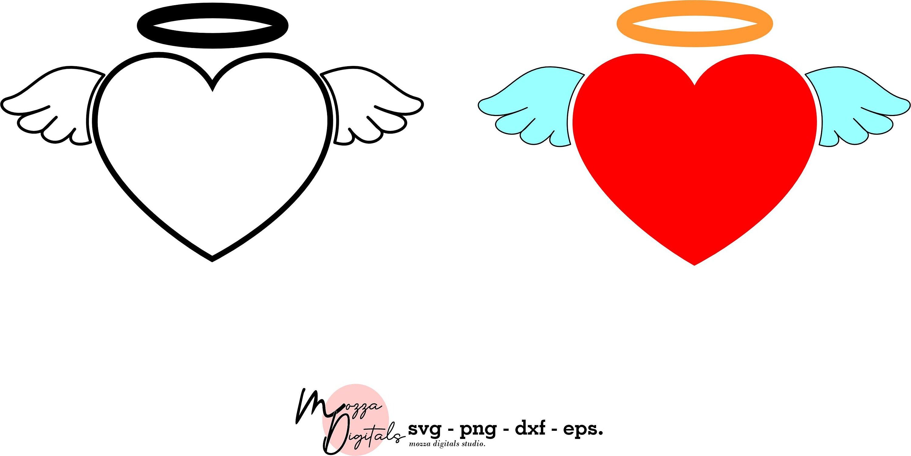 Angel Heart Svg Heart Outline Svg Heart Png Heart Outline - Etsy Canada