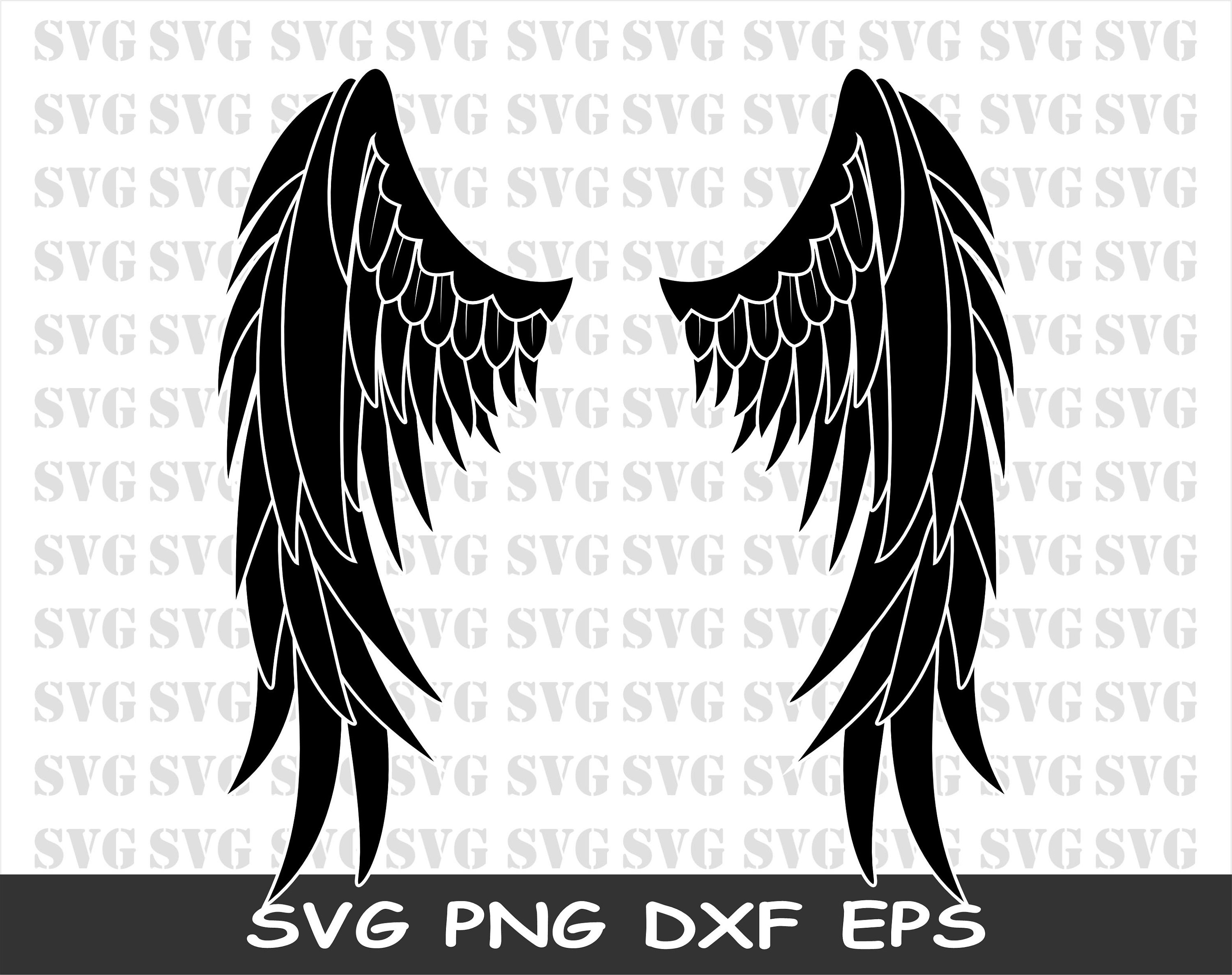 Alas SVG ala negra svg vector de ala de ángel ala de ángel - Etsy México