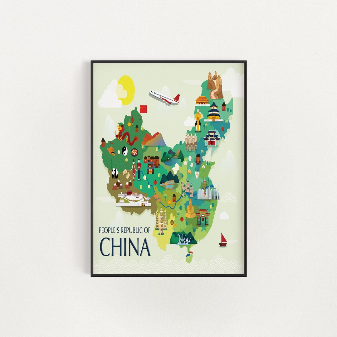 Map of China Digital China Map China Map Wall Art Download - Etsy Australia