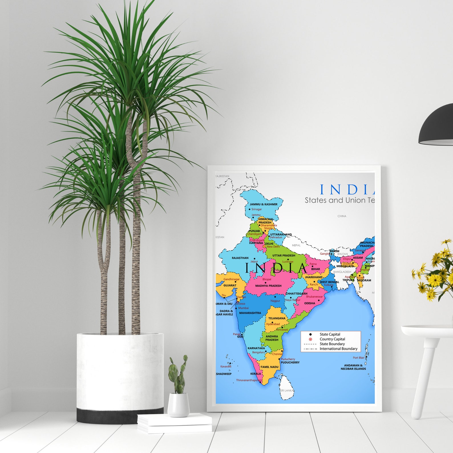Map of India Digital India Map India Wall Art Download - Etsy