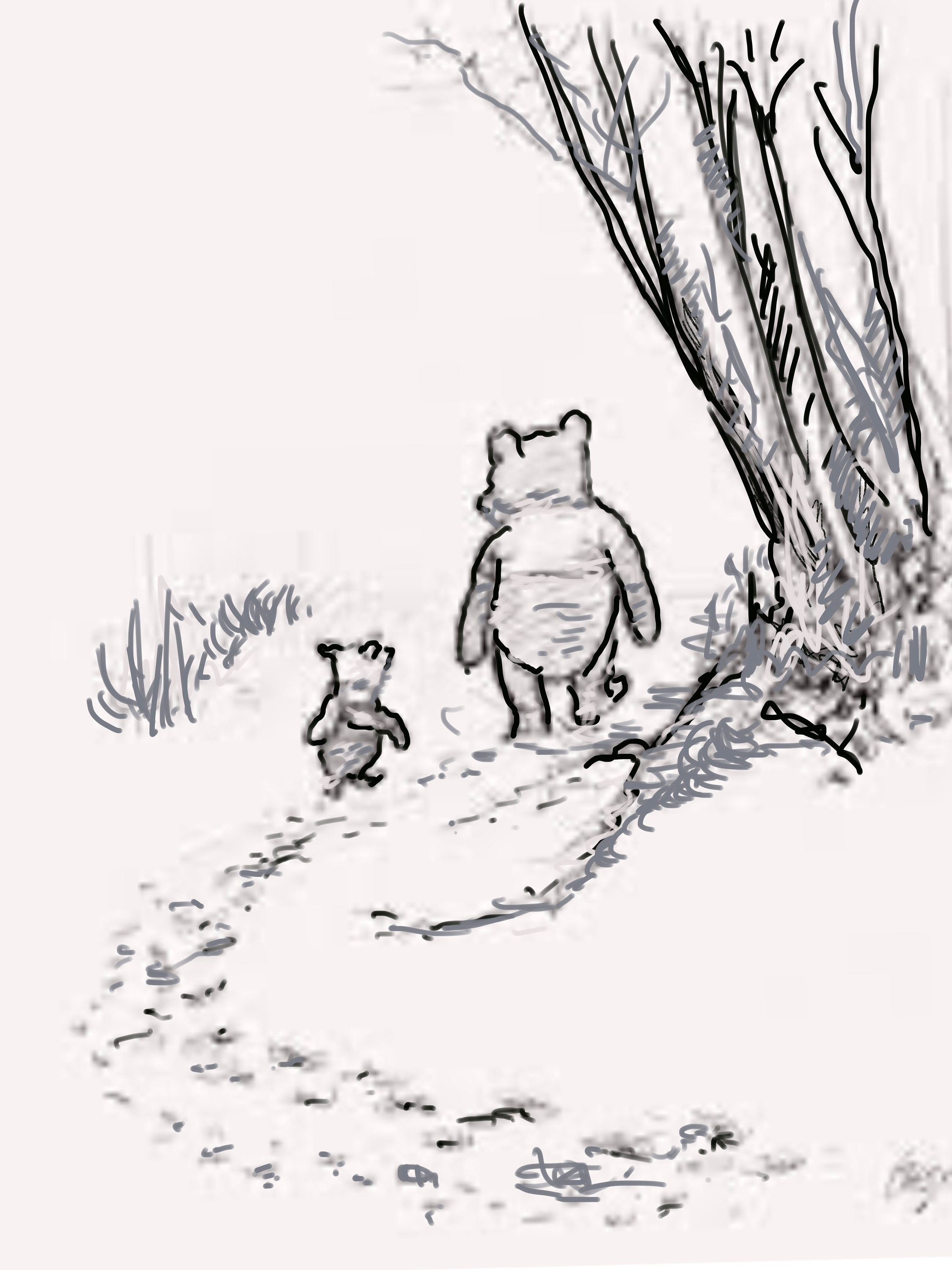 Winnie the Pooh Digital Art Winnie the Pooh Black and White - Etsy