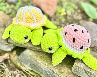 Crochet Watermelon Turtle, Watermelon Turtle Plushie, Turtle Amigurumi ...