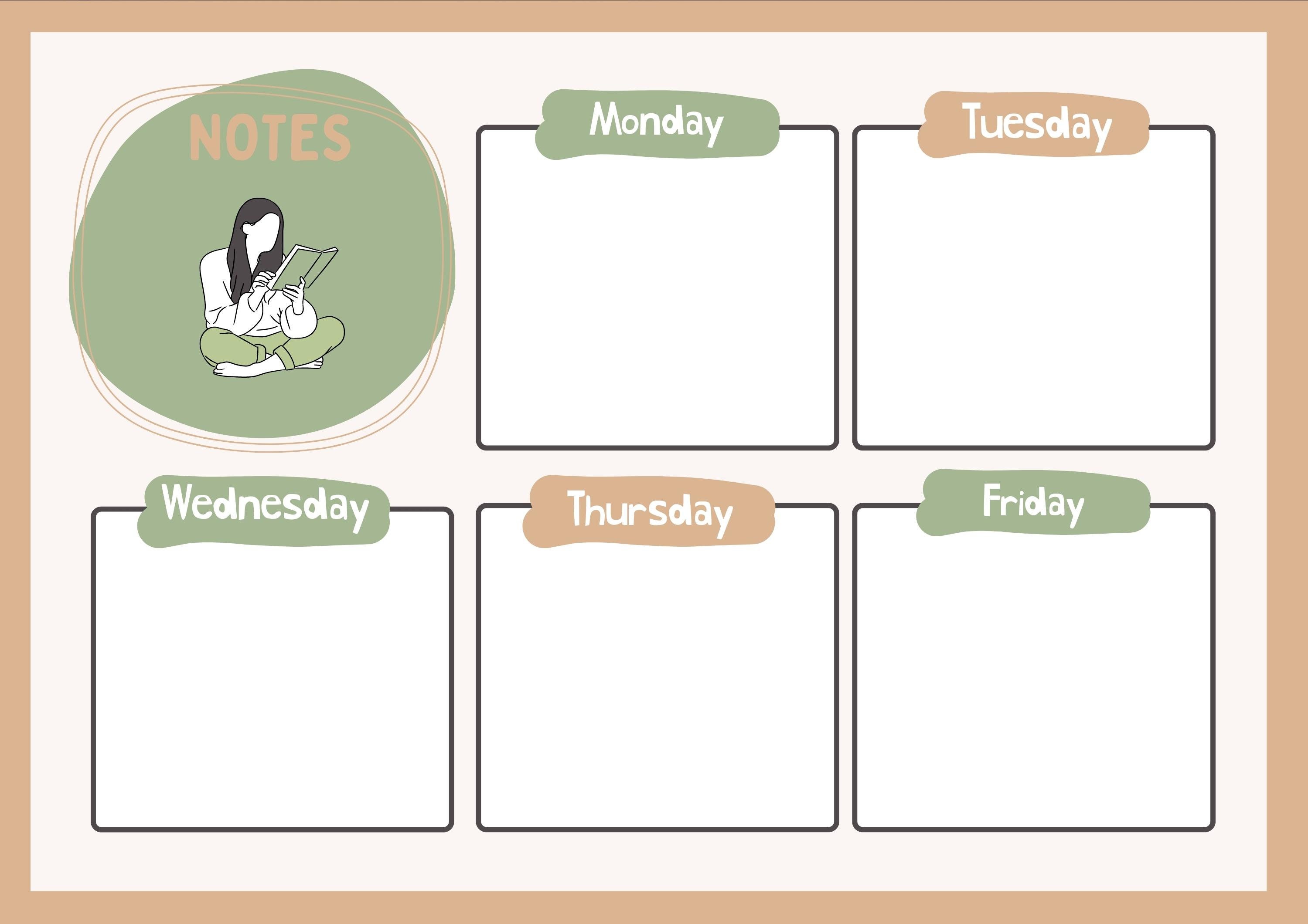 Weekly Planner Printable, PDF Notepage Printable, Note Taking, Notes ...