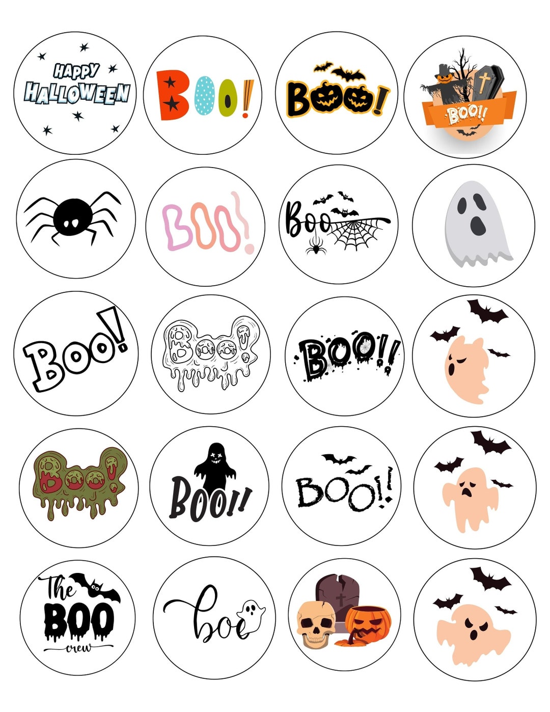 Happy Halloween Round Stickers Digital Boo Stickers - Etsy