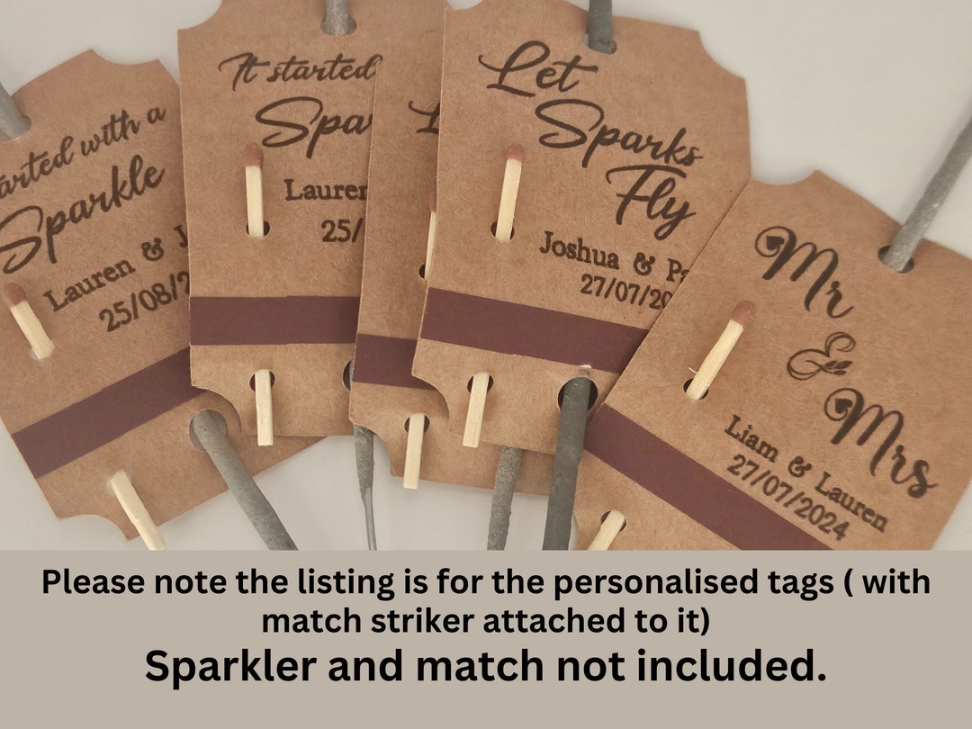 Personalized SPARKLER TAGS for Weddings, Parties, Anniversaries ...