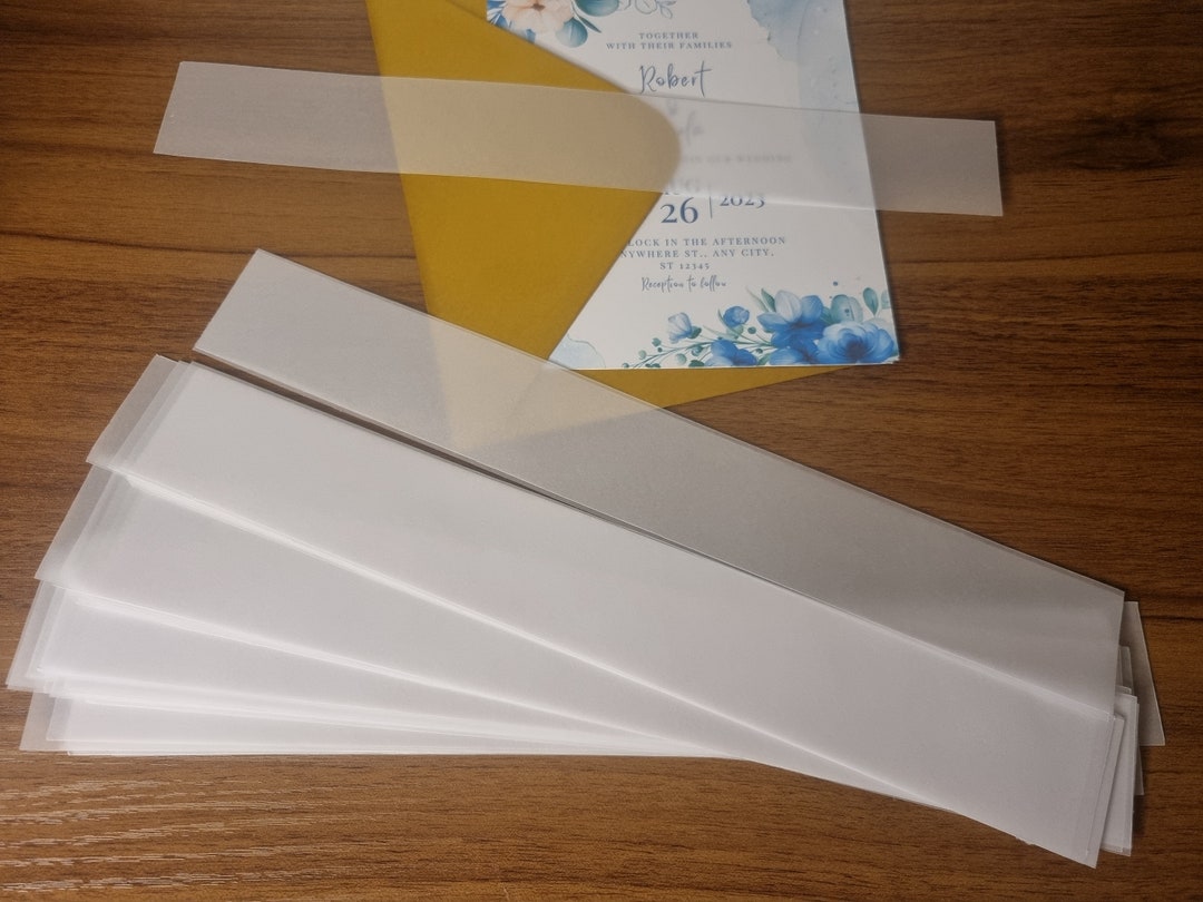 5x7" Vellum Belly Band for Wedding Invitation, Clear Vellum Wrap ...