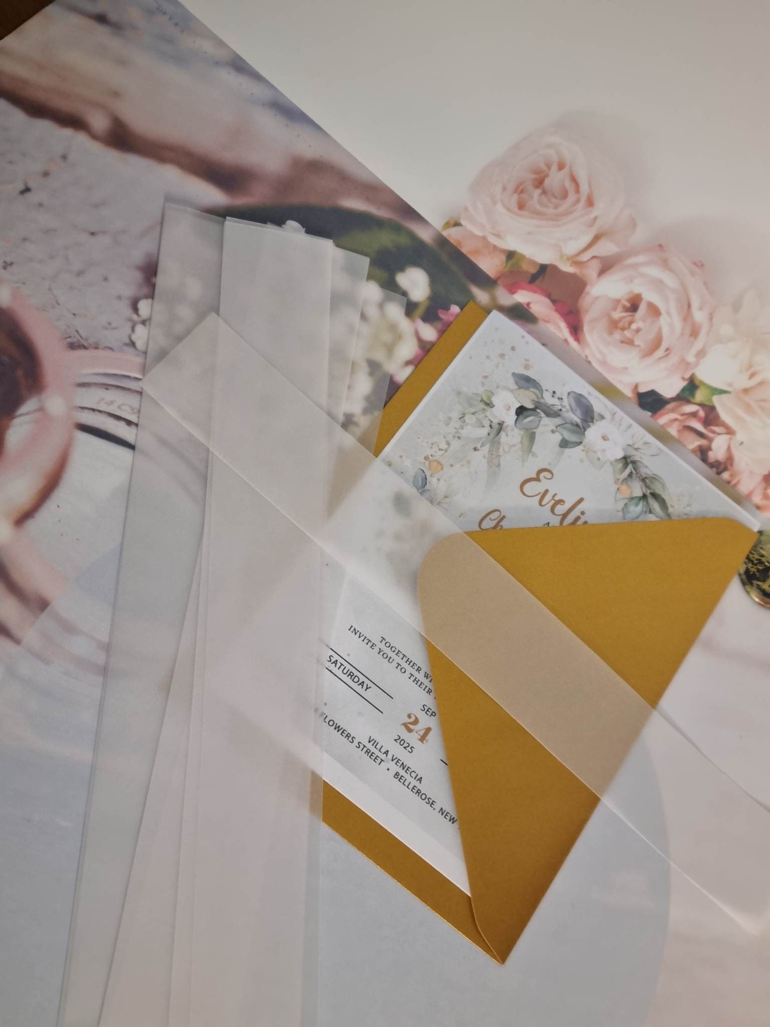 5x7" Vellum Belly Band for Wedding Invitation, Clear Vellum Wrap ...