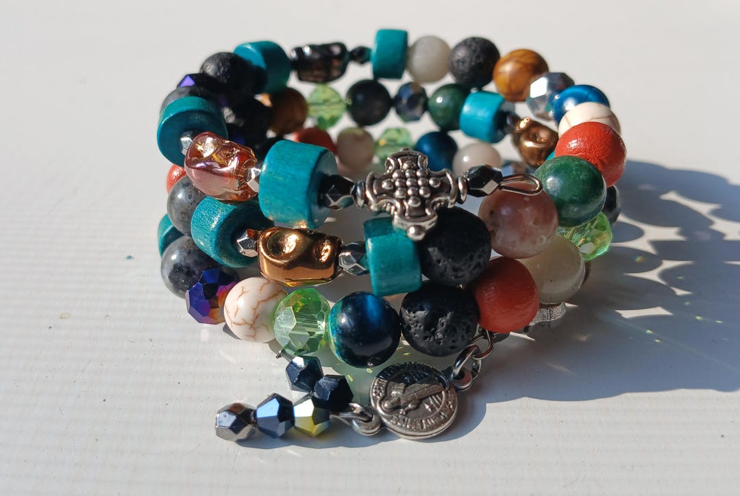 Momento Mori Gemstone Rosary Bracelet Rosary Jewelry for Her Gift for ...