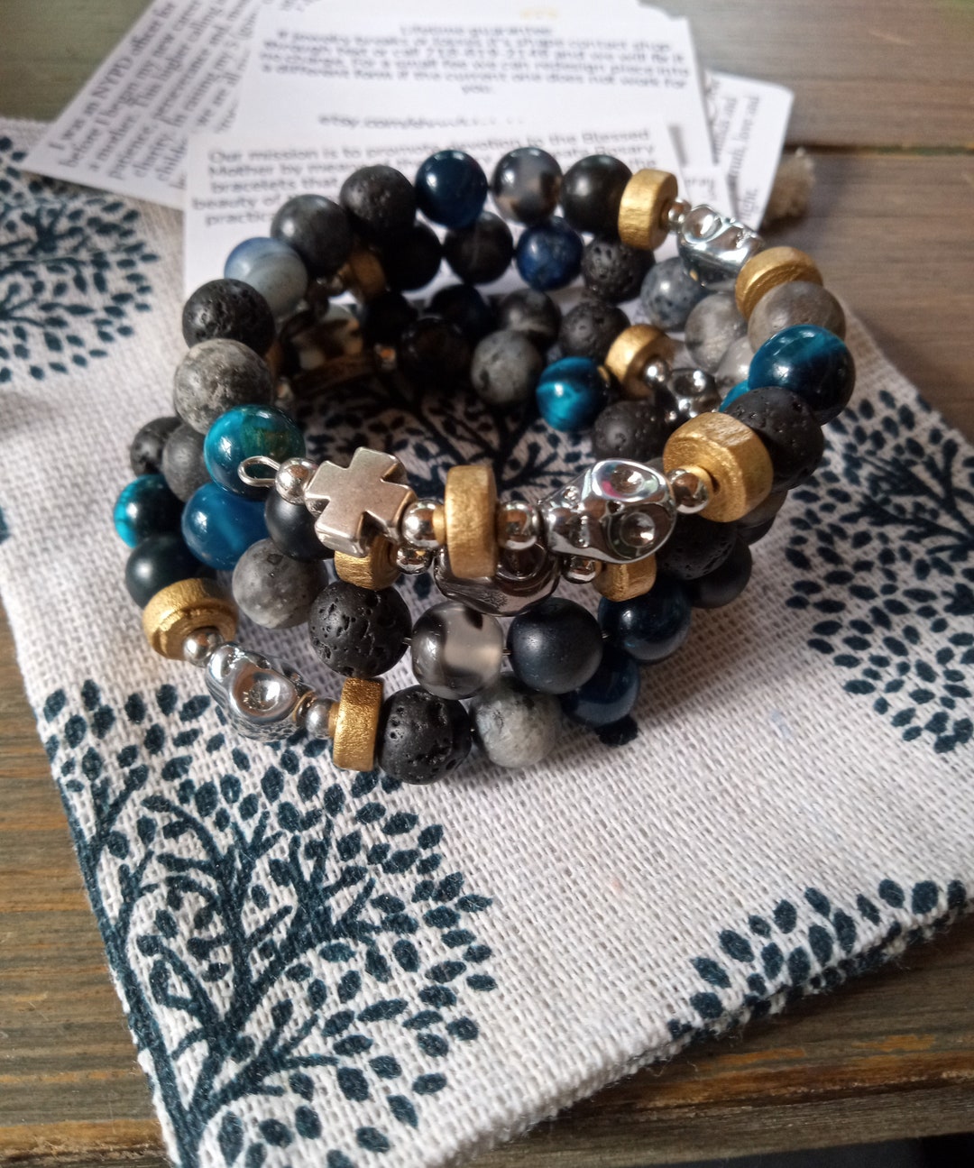 Custom Memento Mori Gemstone Specialty Rosary Bracelet for Men Gift for ...