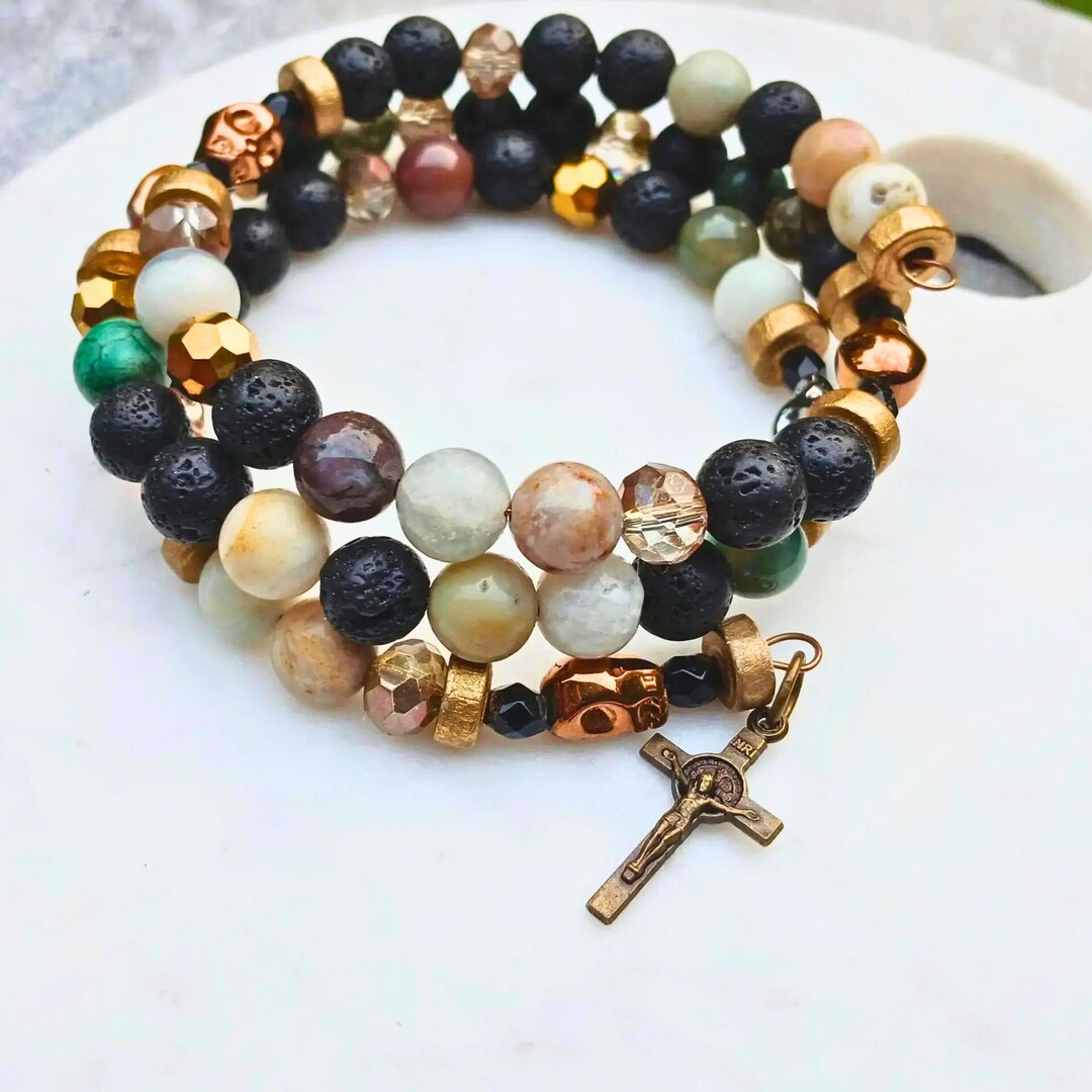 Custom Jewelry Gemstone Memento Mori Beaded Bracelet Rosary for Men ...