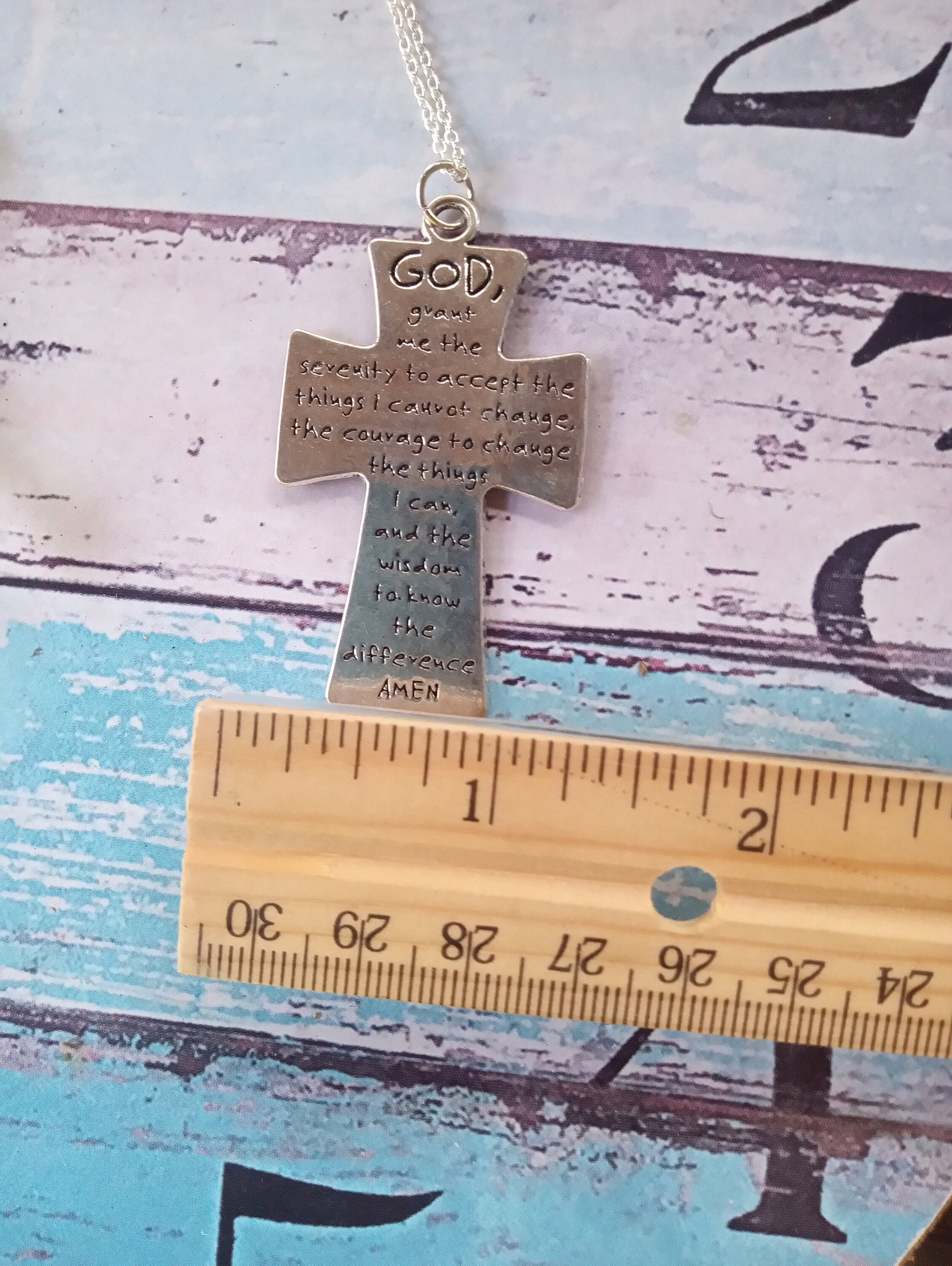 Serenity Prayer Necklace Cross Prayer Jewelry Word Poem Necklace ...