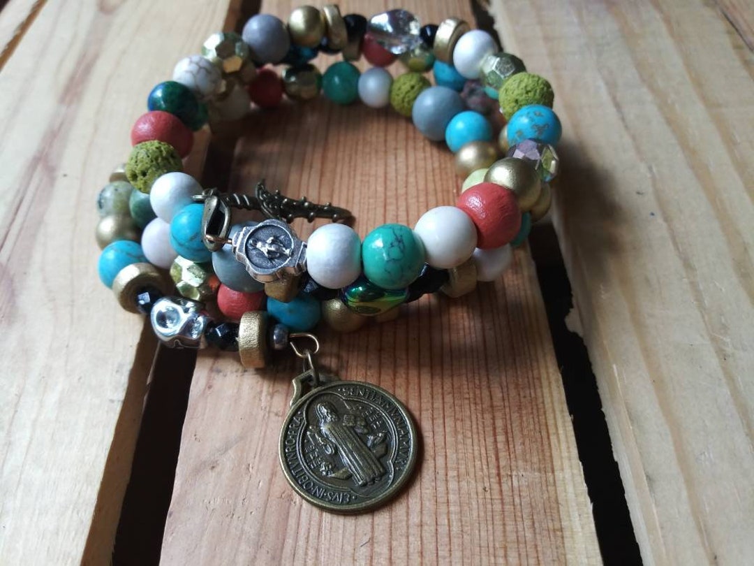 Custom Memento Mori Gemstone Rosary Bracelet for Men, Women and Teens ...