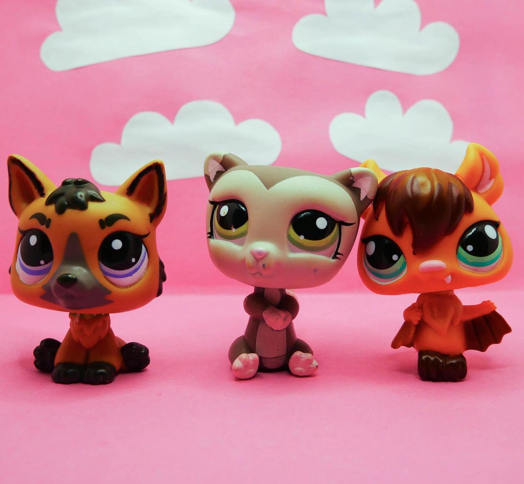 Littlest Pet Shop Brown Puppy German Shephard #3562 Brown Bat #1470 ...