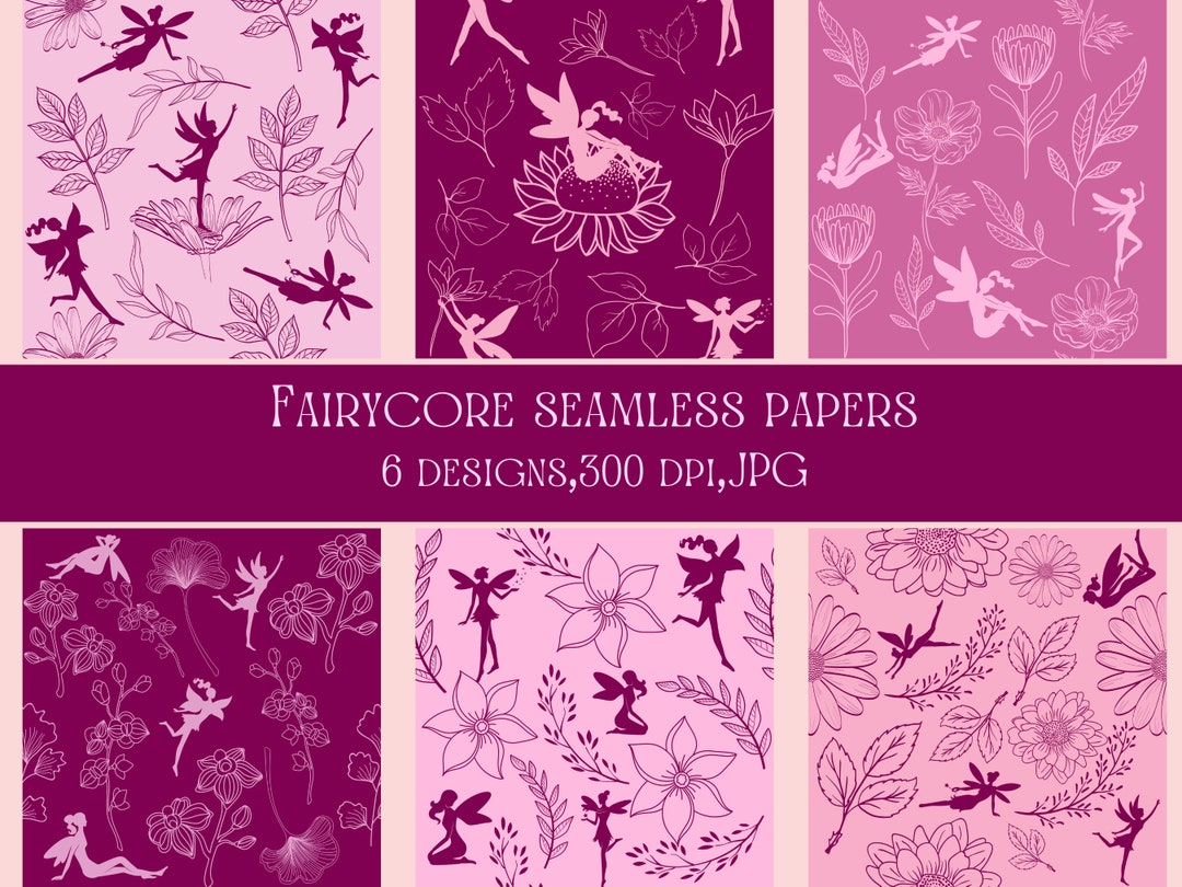 Fairycore Seamless Pattern Digital Paper Set Fairy Forest Cottagecore ...