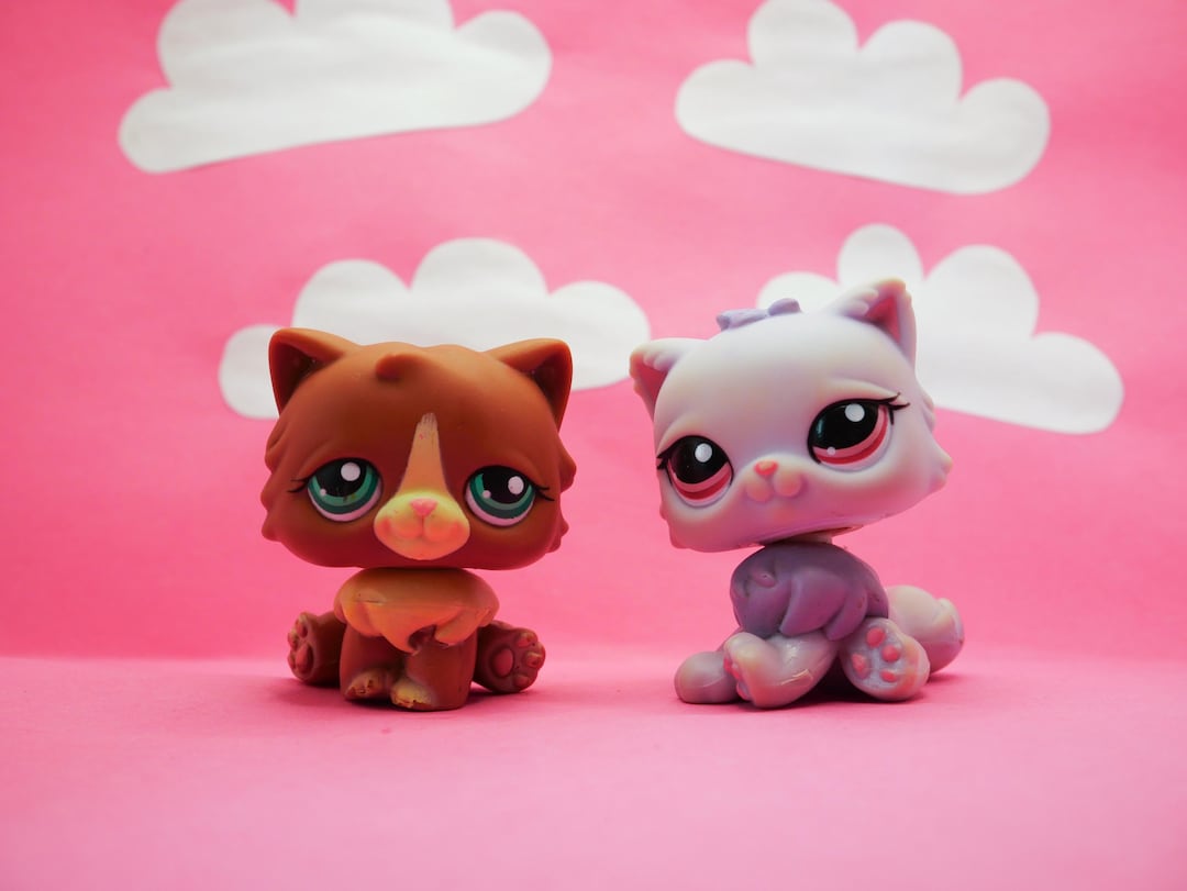 Littlest Pet Shop Cat LPS Brown Persian Cat #371 Purple Persian Cat ...