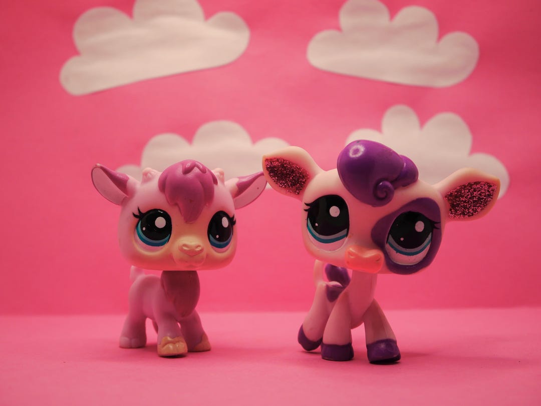 Littlest Pet Shop Purple Cow Glitter 2236 Pink Goat 2533 Vintage ...