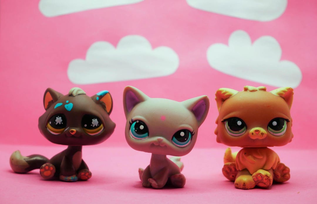 Littlest Pet Shop Cat LPS Brown Persian Cat #1063 Black Bonbon With ...