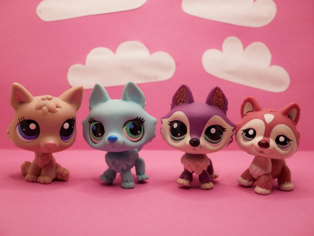 Littlest Pet Shop Dog LPS Blind Bag Pink Husky #1793 Glitter #2297 Blue ...