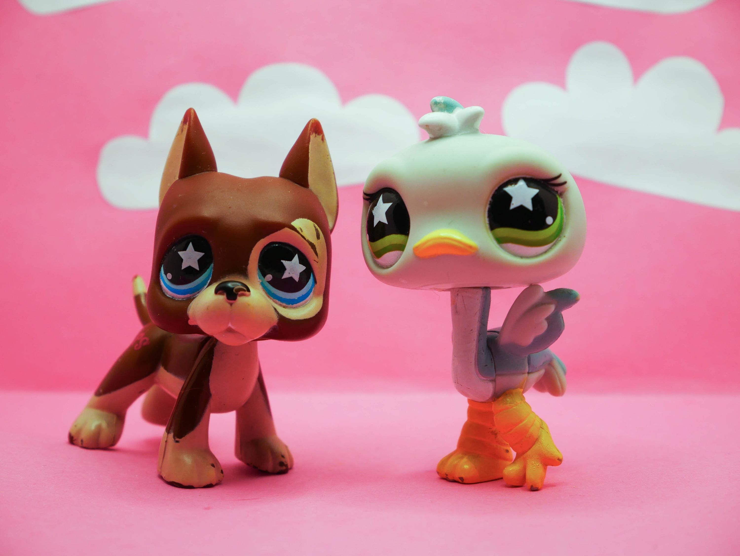 Littlest Pet Shop Great Dane Star Eyes 817 Blue Ostrich 818 Duo Set ...