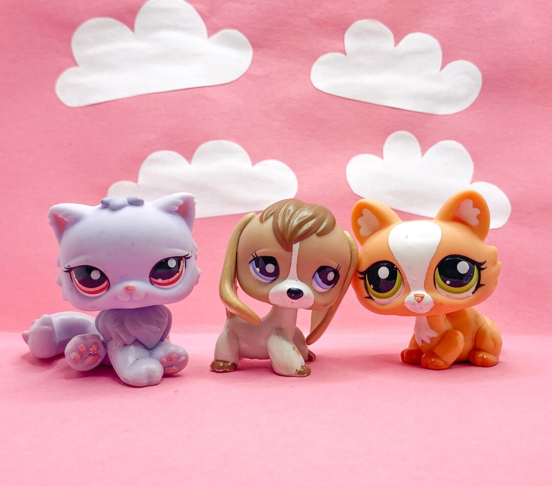 Littlest Pet Shop Orange Cat LPS #1868 Purple Persian Cat #1041 Brown ...