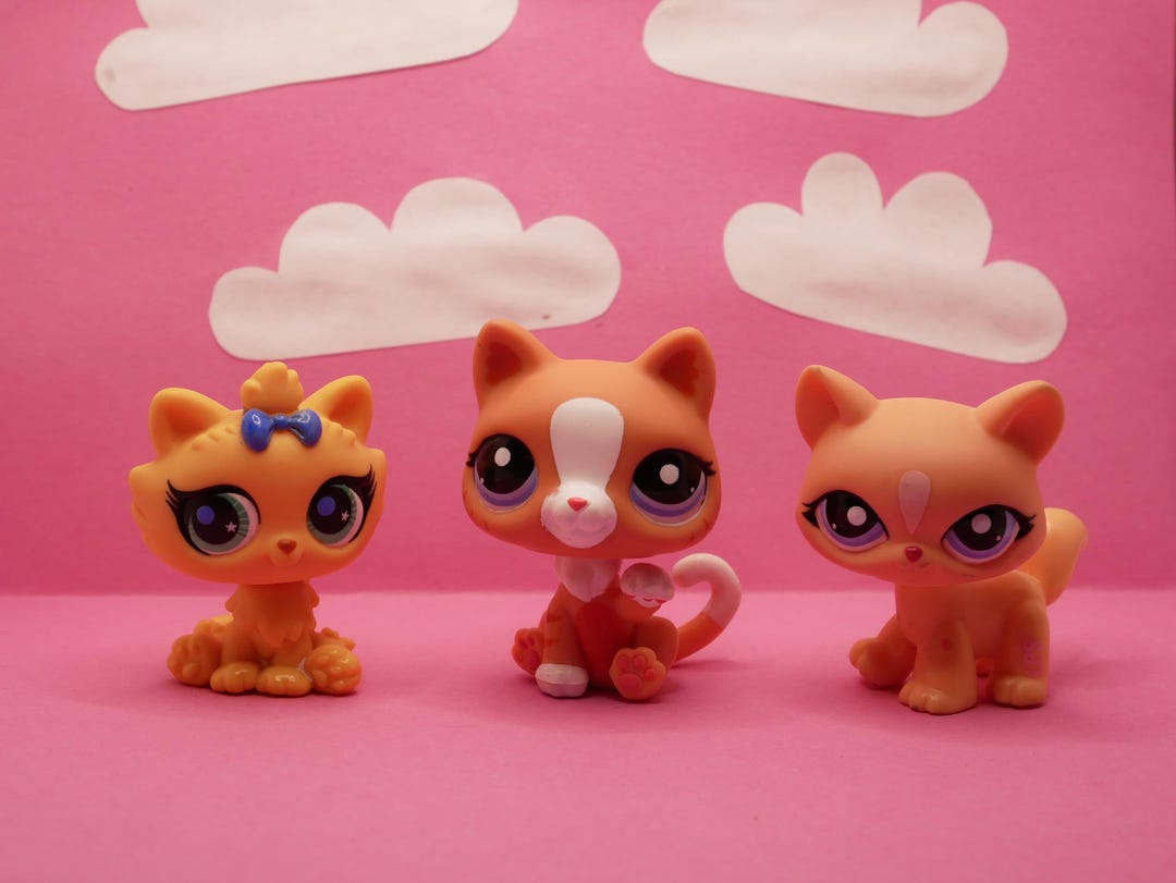 Littlest Pet Shop Cat LPS Yellow With Bow #2790 Yellow Destiny #1537 ...