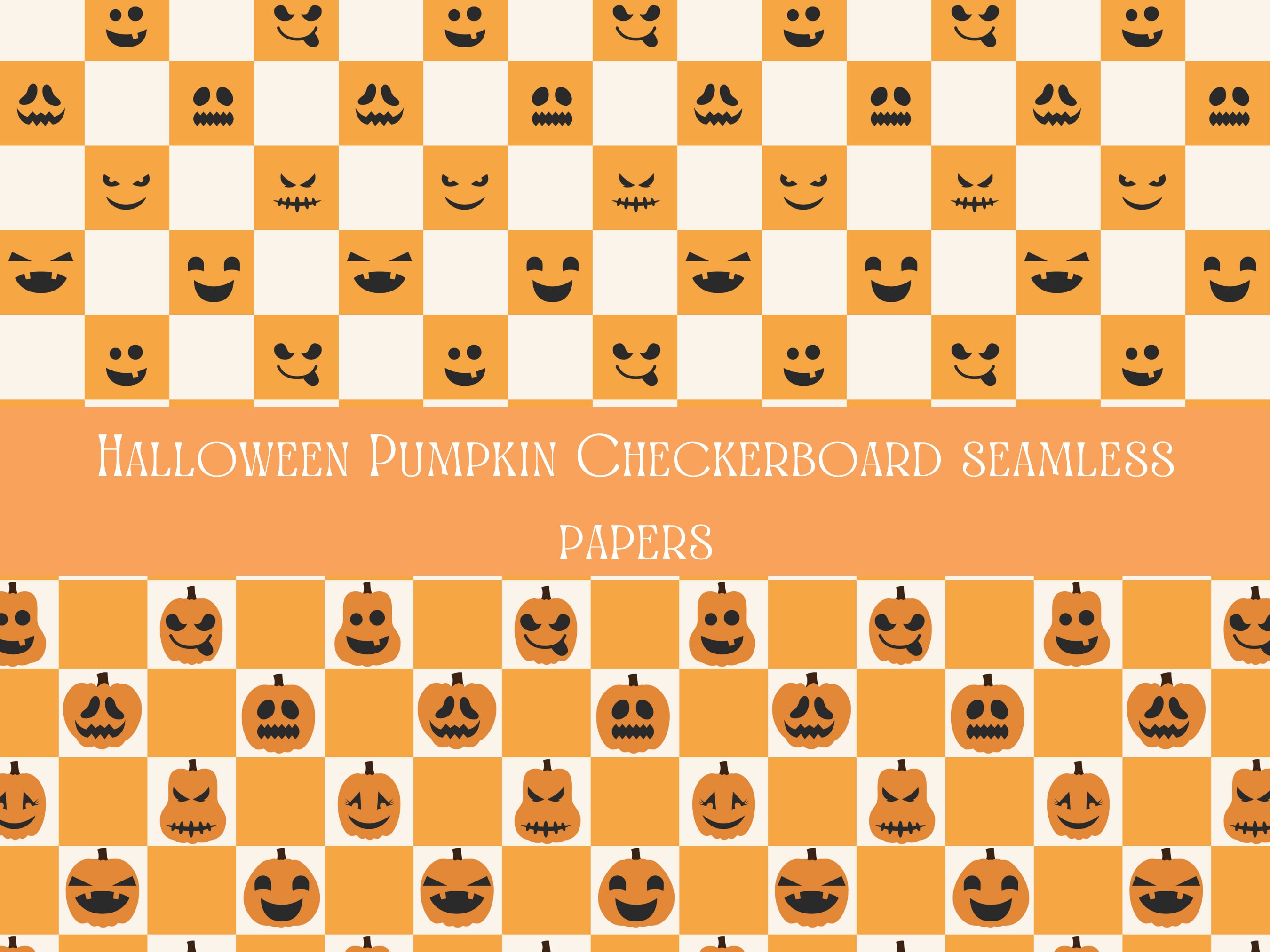 Halloween Fall Checkerboard Seamless Pattern Digital Printable - Etsy