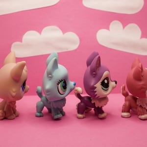 Littlest Pet Shop Dog LPS Blind Bag Pink Husky #1793 Glitter #2297 Blue ...