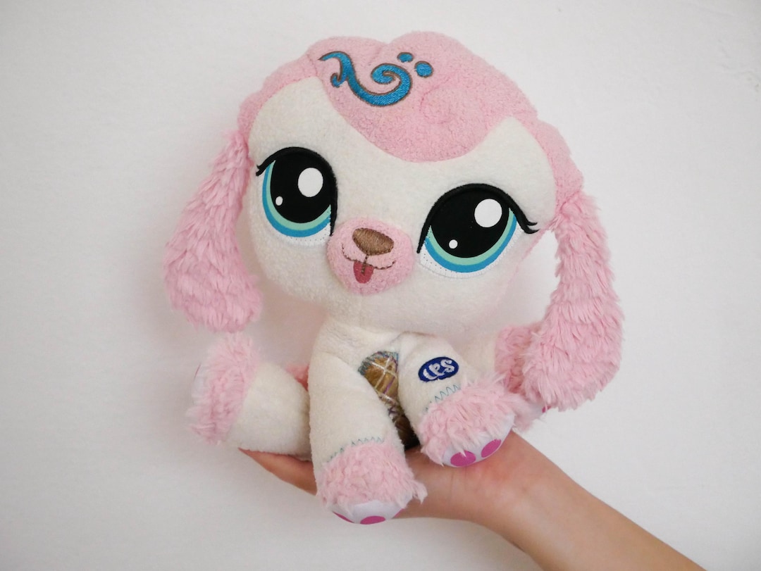 Littlest Pet Shop VERY RARE Pink and White Poodle Plush LPS Plushie Dog ...