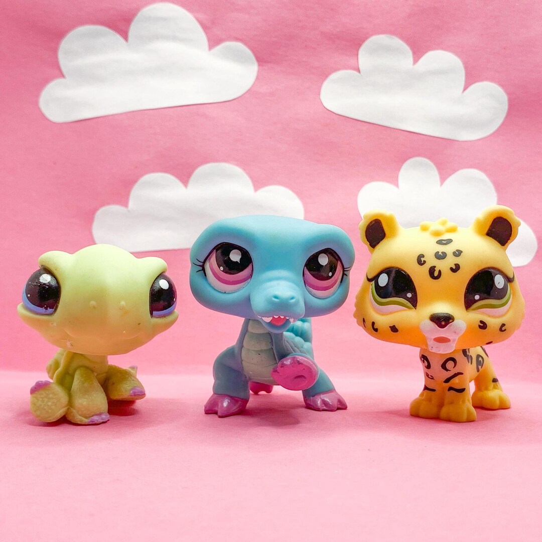 Littlest Pet Shop Mail Order Jaguar #1419 Blue and Pink Crocodile #1890 ...