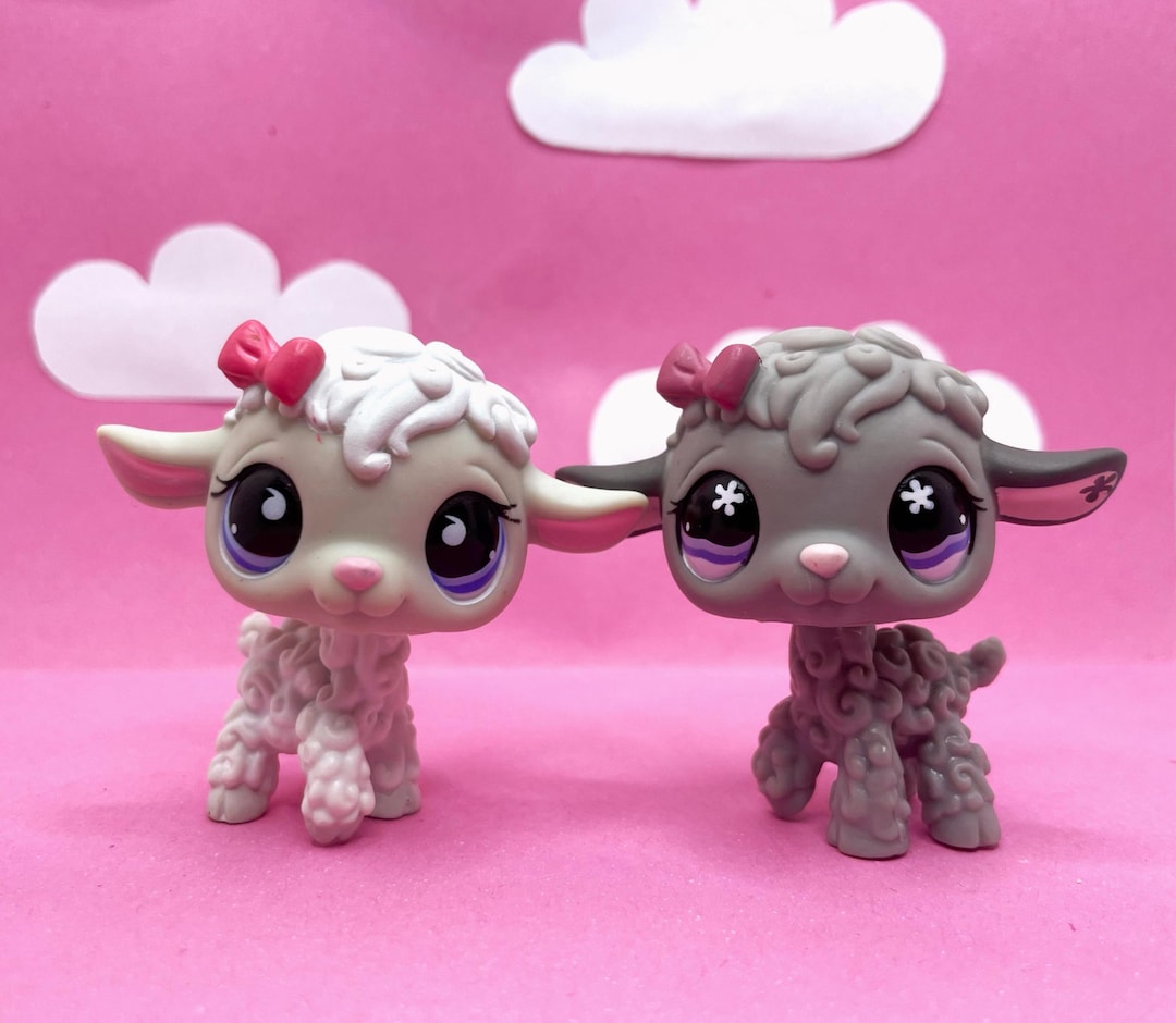 Littlest Pet Shop Black Sheep With Pink Bow #477 White Sheep With Pink ...