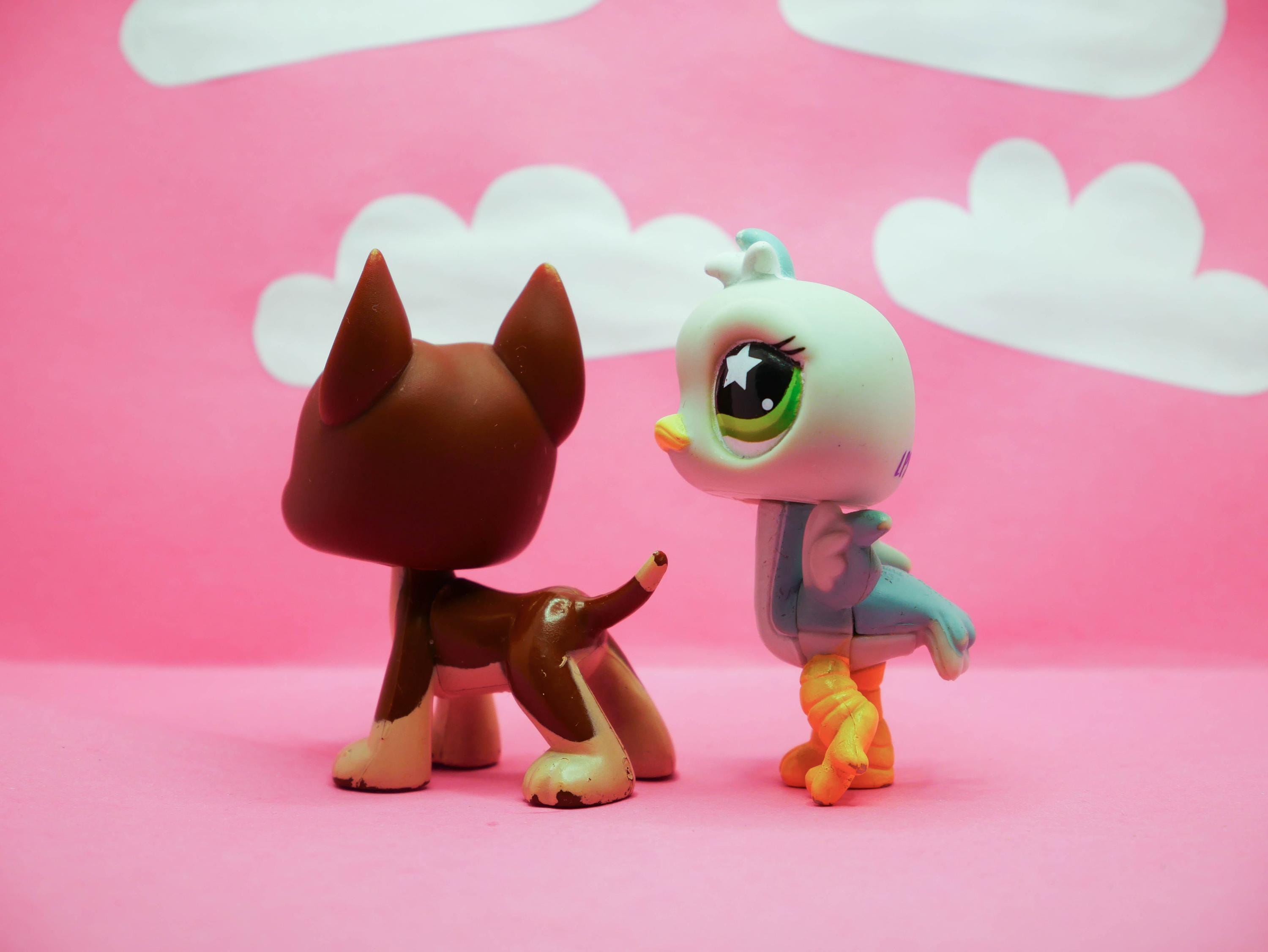 Littlest Pet Shop Great Dane Star Eyes 817 Blue Ostrich 818 Duo Set ...