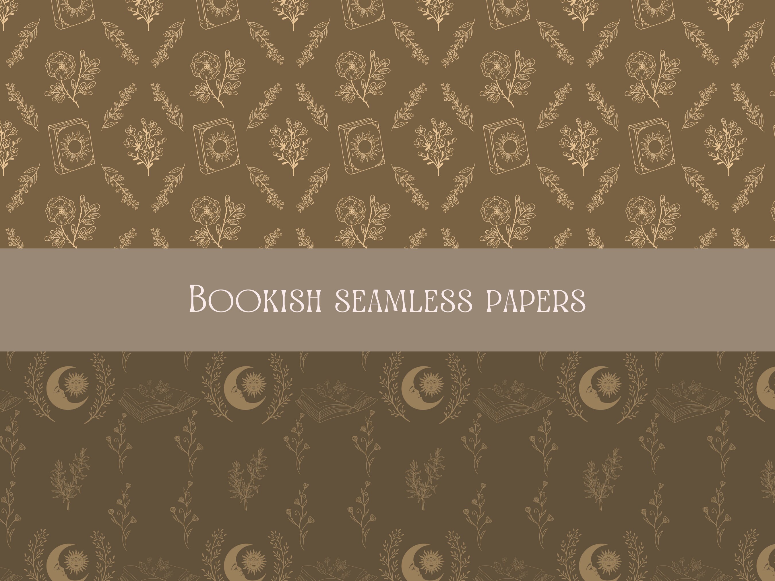 10 Bookish Dark Academia Digital Printables, Seamless Patterns for Room ...